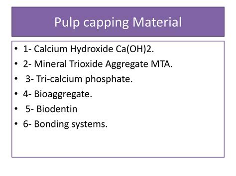 Direct And Indirect Pulp Capping Pptx Dental Health Diseases And Conditions
