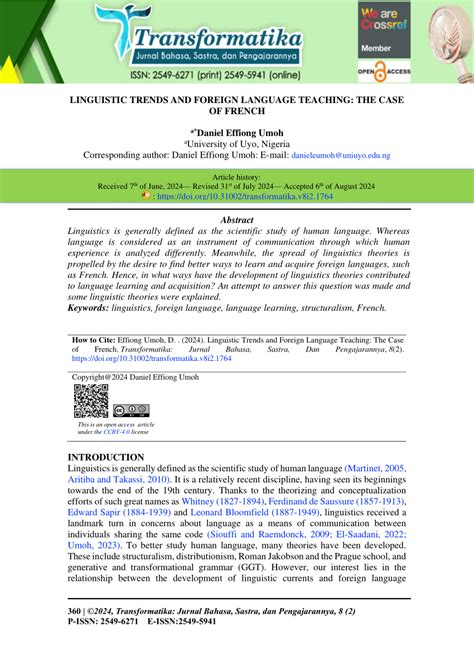 Pdf Linguistic Trends And Foreign Language Teaching The Case Of French