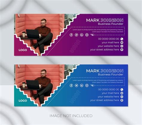 최신 이메일 서명 템플릿 또는 이메일 바닥글 및 Facebook 표지 템플릿 프리미엄 벡터