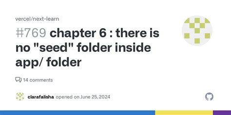 Chapter 6 There Is No Seed Folder Inside App Folder · Issue 769 · Vercelnext Learn · Github