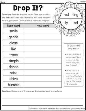 Rd October Packet Drop The E When Adding Suffixes Education To The Core Premium