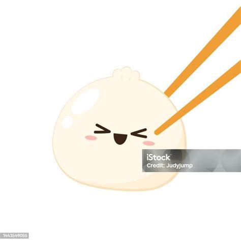 귀여운 딤섬 캐릭터 전통 중국 만두 재미있는 웃는 얼굴 카와이 아시아 음식 벡터입니다 Baozi에 대한 스톡 벡터 아트 및 기타