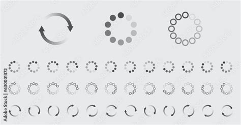 Circular Loading Buffering Icons Vector Set Video Ready For Animation All Keyframes Frames