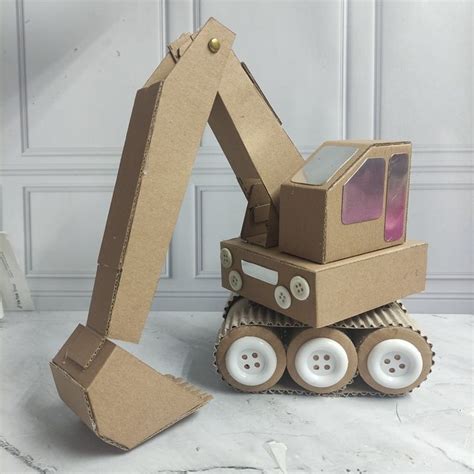 Cardboard Excavator Seni Kardus Kegiatan Edukasi Mainan Kayu