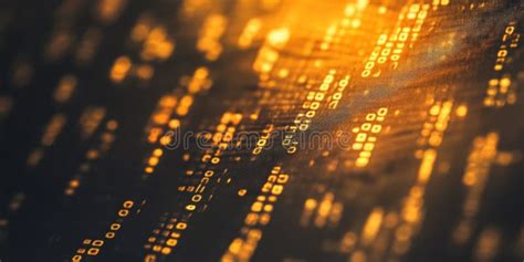 Abstract Digital Binary Flow In Golden Light Representing Data Transmission And Technology Stock