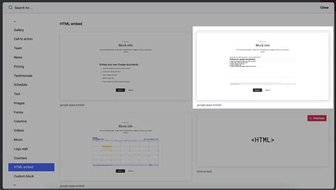 HTML Embed Block Sitebuilder