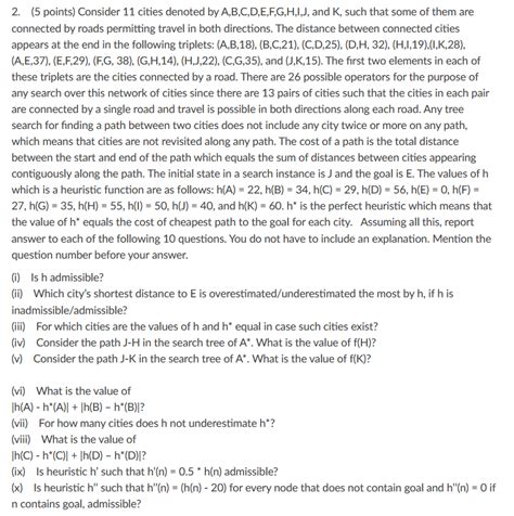 Solved 2 5 Points Consider 11 Cities Denoted By Chegg Com