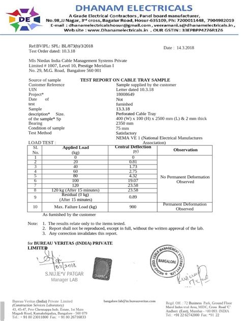 Load Test Report Cable Tray Type 1 Pdf