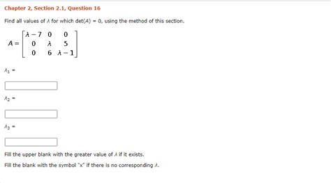solved chapter 2 section 2 1 question 16 find all values