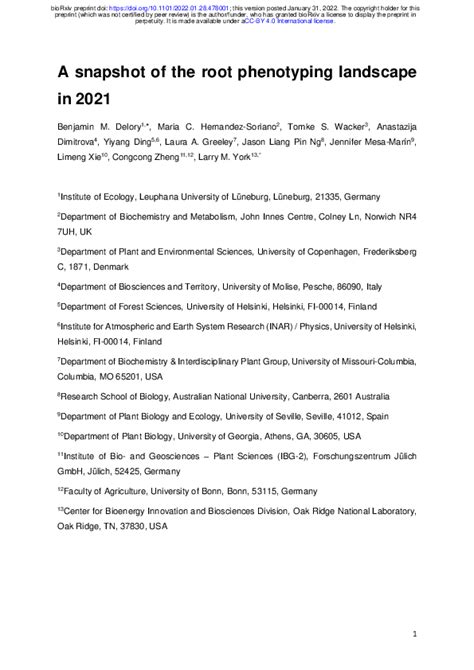 Pdf A Snapshot Of The Root Phenotyping Landscape In 2021