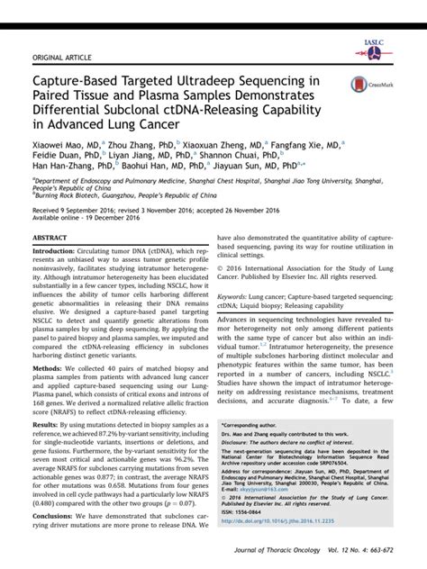 Capture Based Targeted Ultradeep Sequencing In Pai Pdf