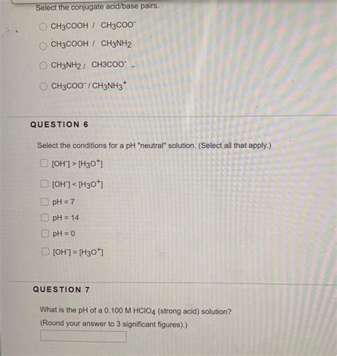 Solved Select the conjugate acid/base pairs. CH3COOH / | Chegg.com