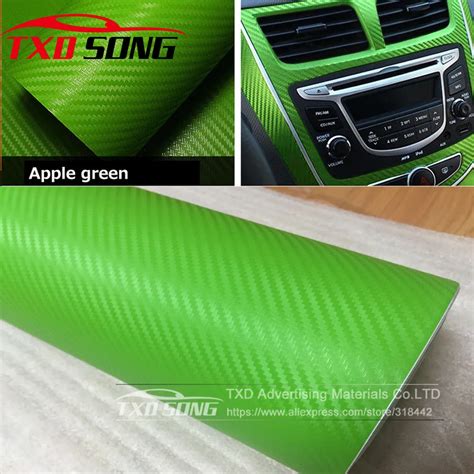 30x127cm12 X50 녹색 3d 탄소 섬유 필름 3d 비닐 스티커 자동차 바디인테리어 장식 3d 탄소 섬유 랩