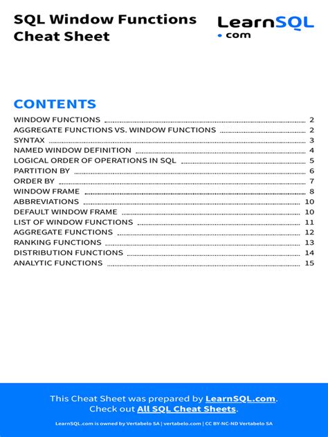 window functions cheat sheet mobile pdf computer programming
