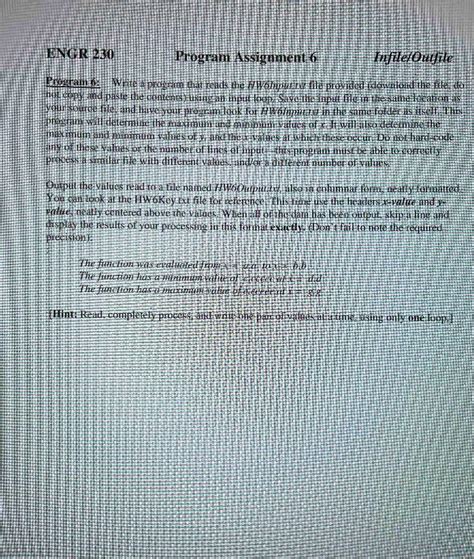 solved engr 230 program assignment 6 infile outfile program