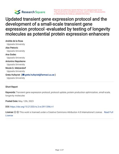 Pdf Updated Transient Gene Expression Protocol And The Development Of