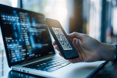 Scanning Qr Code For Multi Factor Authentication On Laptop Screen