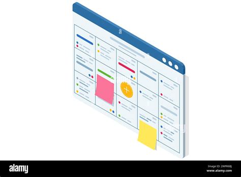 Isometric Business Project Management System Planning Showing Tasks