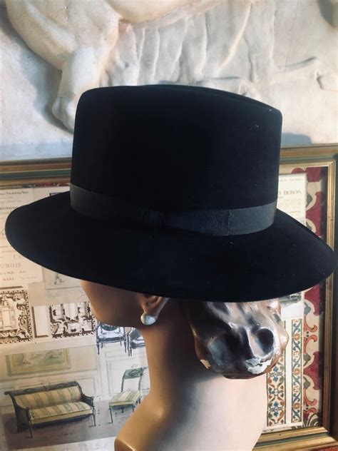 Proantic Chapeau Style Borsalino En Feutre De Laine Noir Taille