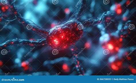 Glowing Neuron Network Microscopic Cellular Structure Royalty Free