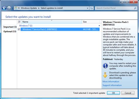 Downloading And Installing Windows 7 Service Pack One