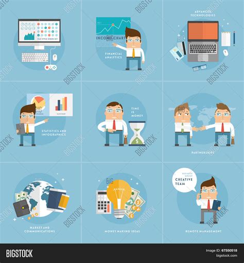 Set Flat Style Icons Vector And Photo Free Trial Bigstock