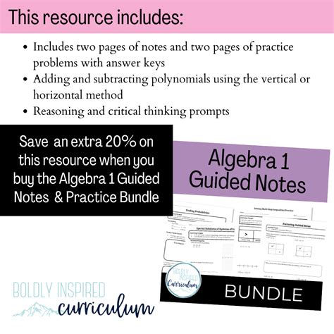 Adding And Subtracting Polynomials Guided Notes And Worksheets Made By Teachers