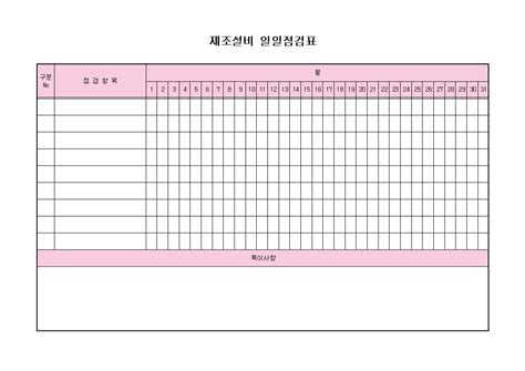 제조설비 일일점검표