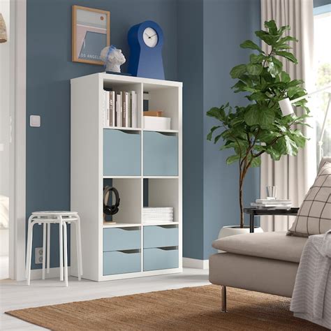 Kallax Shelving Unit With 2 Doors4 Drawers Whitelight Grey Blue Wave Kallax Shelving Unit With 2 Doors4 Drawers Whitelight Grey Blue Wave