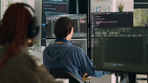 Database Programer Writing Code On Terminal Window Stock Image Image Of Security Server