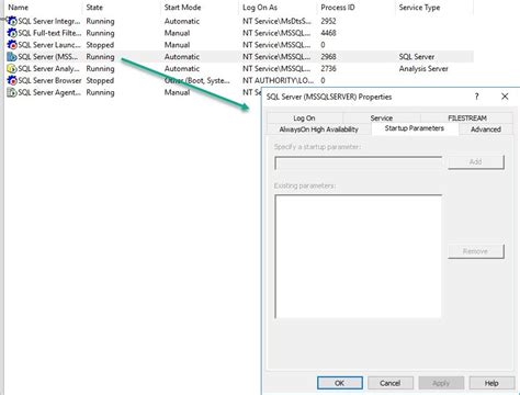 Sql Server Empty Startup Parameters In Sql Server Configuration