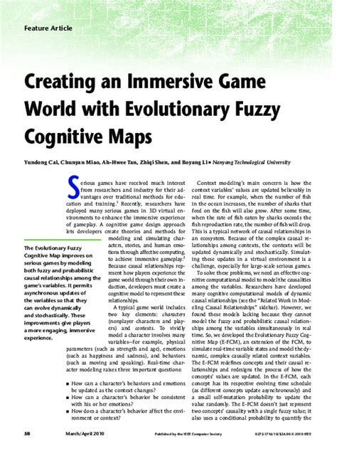Pdf Creating An Immersive Game World With Evolutionary Fuzzy Cognitive Maps