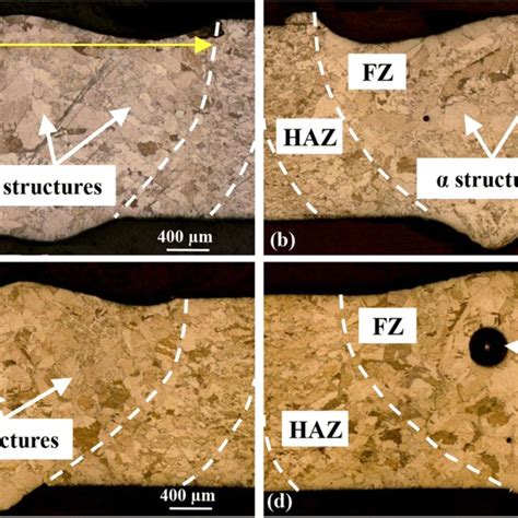 Optical Micrographs Of Cross Section Of Lsped Welded Specimens At Ebw Download Scientific