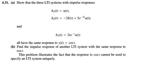 Solved 4 31 A Show That The Three LTI Systems With Chegg Com