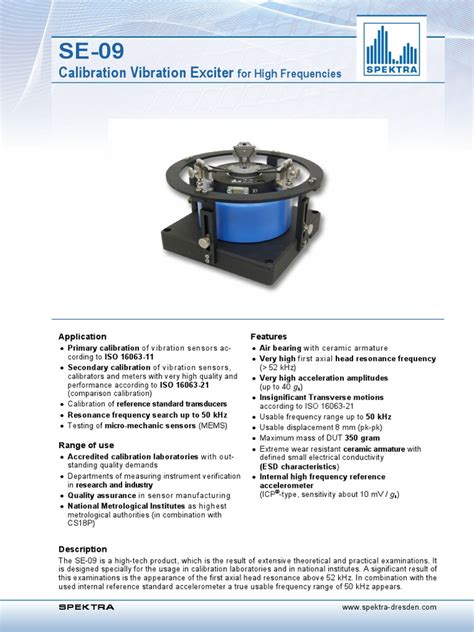 Spektra Se 09 Data Sheet En Pdf Calibration Accelerometer
