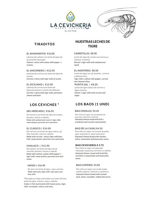 Carta Y Menù 2024 Actualizados La Cevichería En Barcelona Thefork