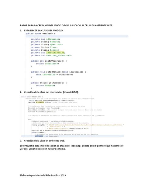 Pasos Proyecto Con Jsp Mvc Pdf Java Lenguaje De Programación