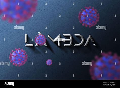 Collage Of Flu Covid 19 Lambda Virus Cells In The Air 3d Rendering