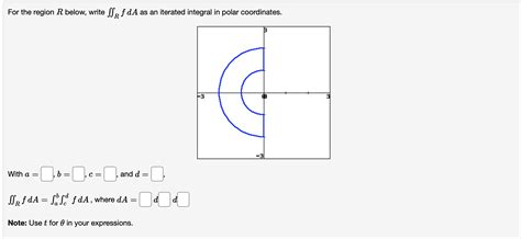 solved for the region r below write ∬rfda as an iterated