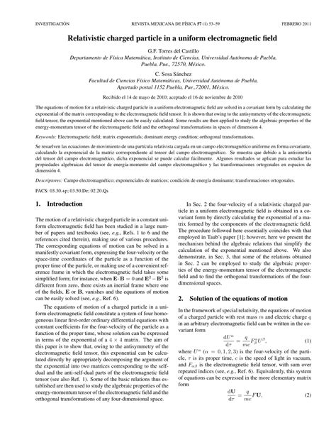 Pdf Relativistic Charged Particle In A Uniform Electromagnetic Field