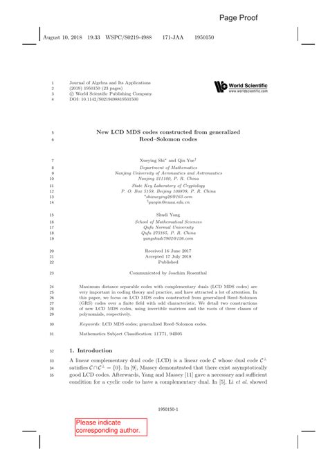 Pdf New Lcd Mds Codes Constructed From Generalized Reedsolomon Codes