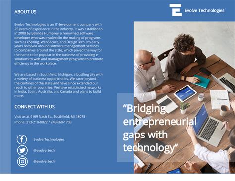 free bi fold it development brochure template to edit online