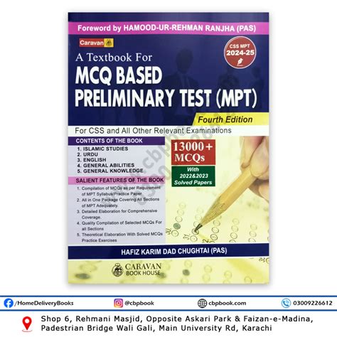 Css Mcq Based Preliminary Test Mpt 4th Ed 2024 25 By Hafiz Karim Dad Caravan Cbpbook