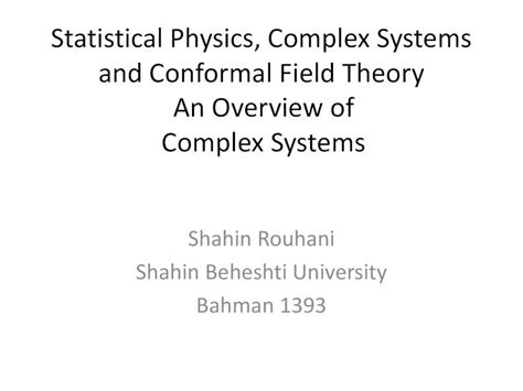 Pdf Statistical Physics Complex Systems And Conformal Field Of · 30 Years Of Conformal
