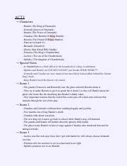 Hamlet Breakdown Pdf ACT I Characters Hamlet The King Of Denmark Gertrude Queen Of