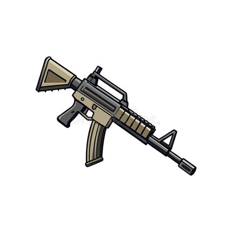 Cartoon Style Assault Rifle Illustration On A White Background Stock