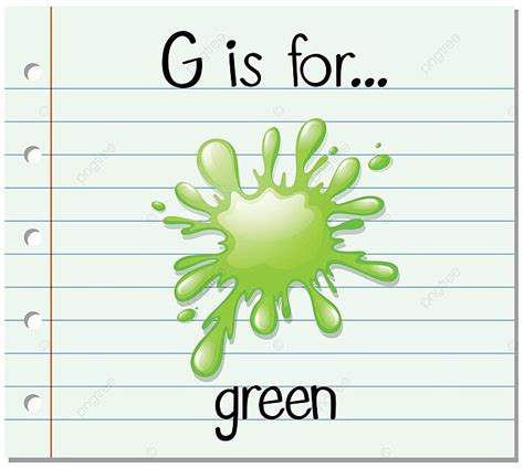 Flashcard Letter G Is For Green English Elementary Writing Vector