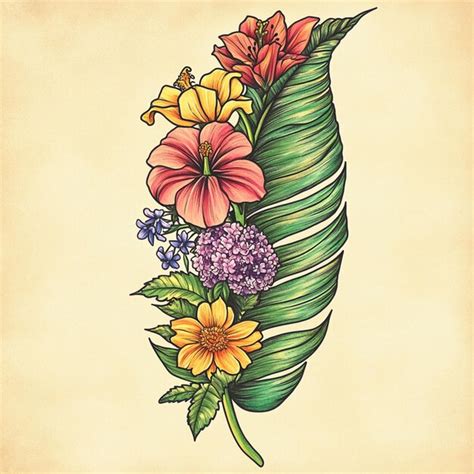 Floral Leaf Arrangement Premium Ai Generated Image