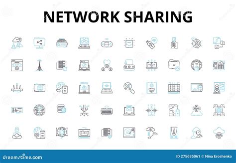 Network Sharing Linear Icons Set Collaboration Connectivity Data File Sharing Firewall Hub