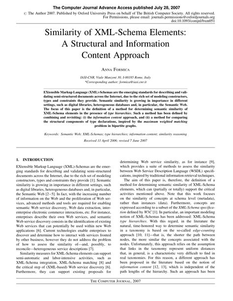 Pdf Similarity Of Xml Schema Elements A Structural And Information